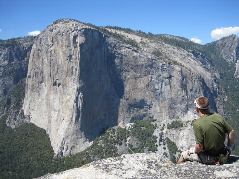 View of El Cap taken from the summit of Lower Cathedral Spire.