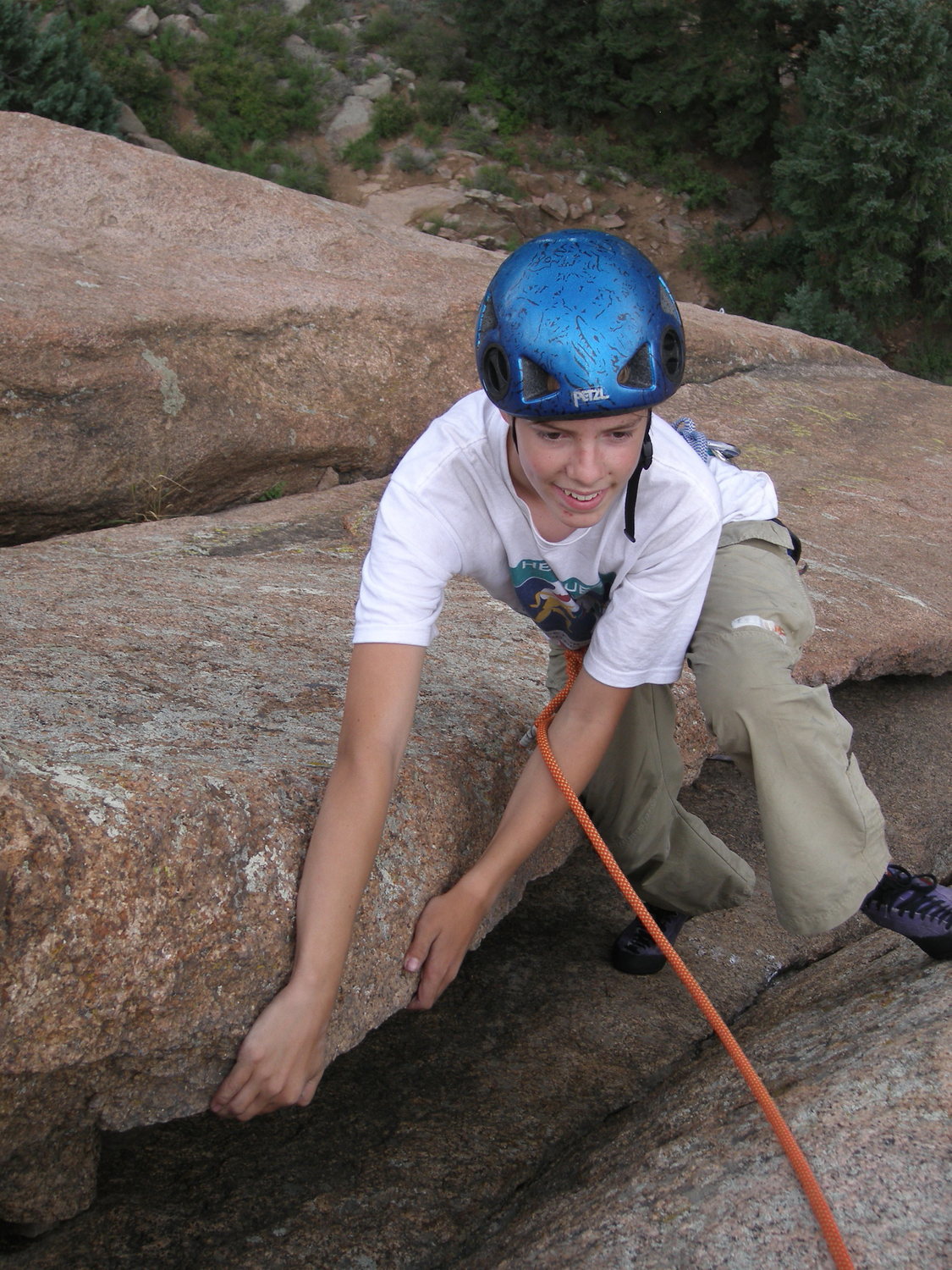 Almost to the traverse left above the lieback.