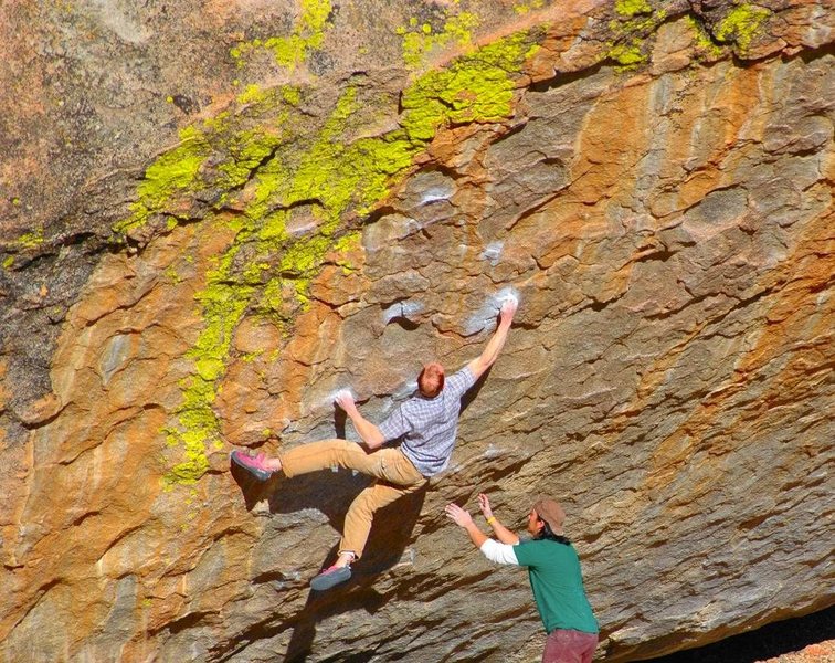Climbing in Grandpa Peabody Boulder, Sierra Eastside