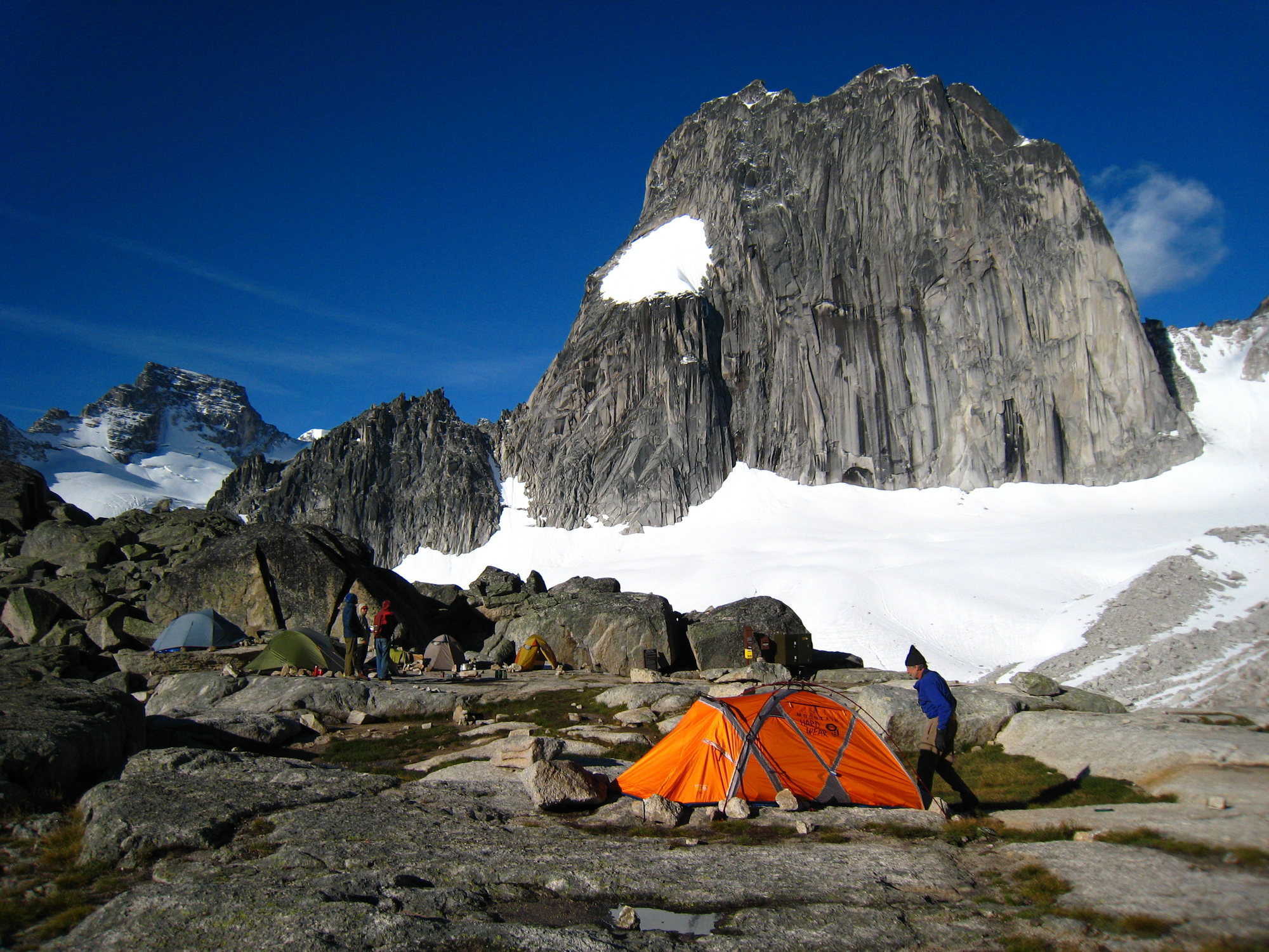 Applebee Dome campsite under the East face of Snowpatch Spire