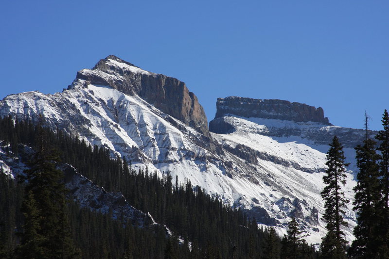 Red Cliff on the left, 13,642, and Coxcomb on the right, 13,656, have ...