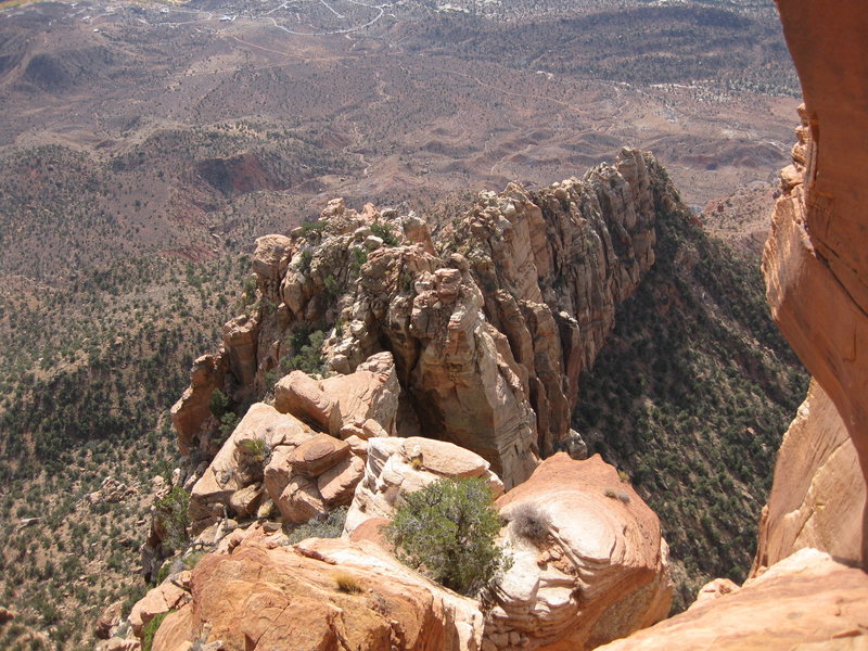 Looking down the Cowboy Ridge from the start of the upper ridge.