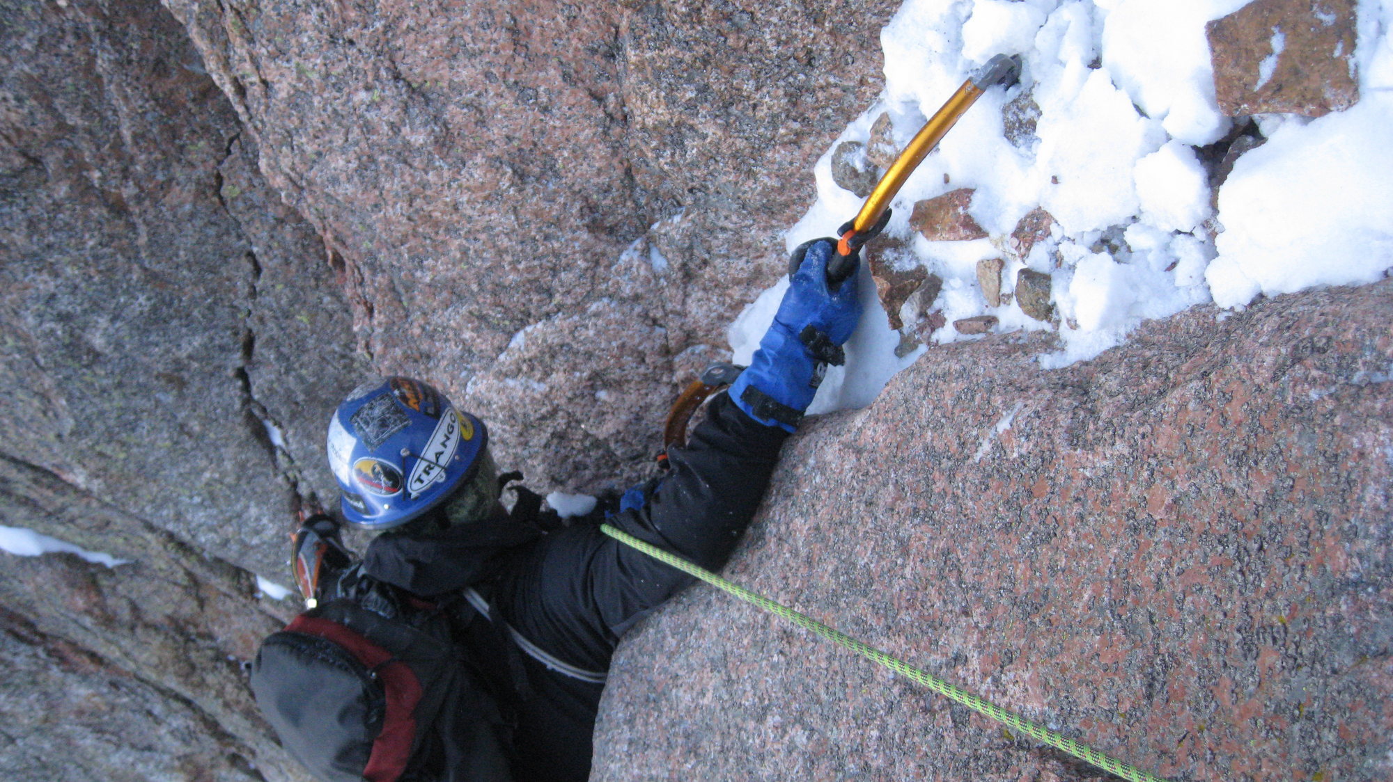 Thomas mixing his way through the rubble top-out on the 2nd crux, of ...