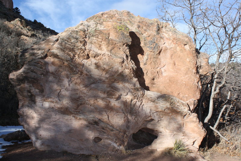 Climbing in Arch Boulder (aka Ground Arch Boulder), Colorado Springs