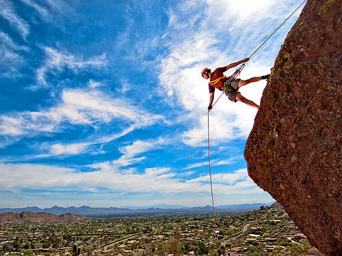 Climbing in Camelback Mountain, Central Arizona