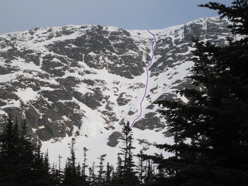 Yale Gully - follow the purple line. Partially visible to the left is ...