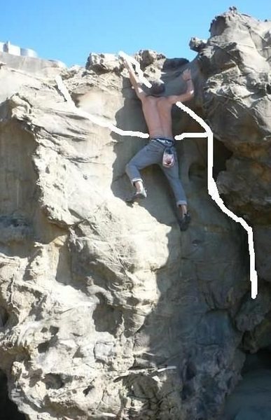 Kerry climbing Lieback at Pirate's Cove, Corona Del Mar