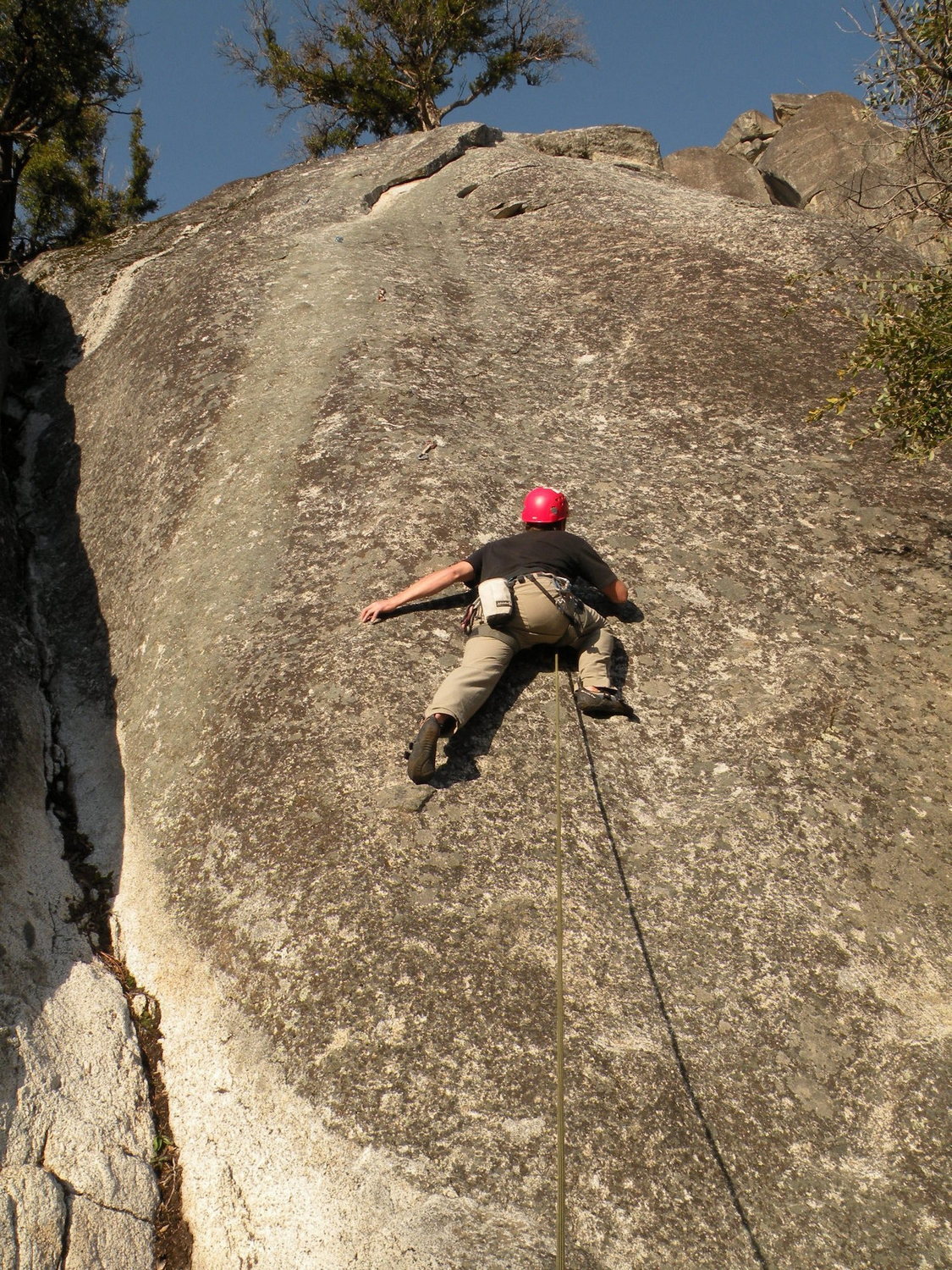 Bryce starting the bouldery moves of Knobelty. You can see above and ...