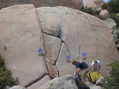 Climb Boulder with 3 Cracks, San Diego County