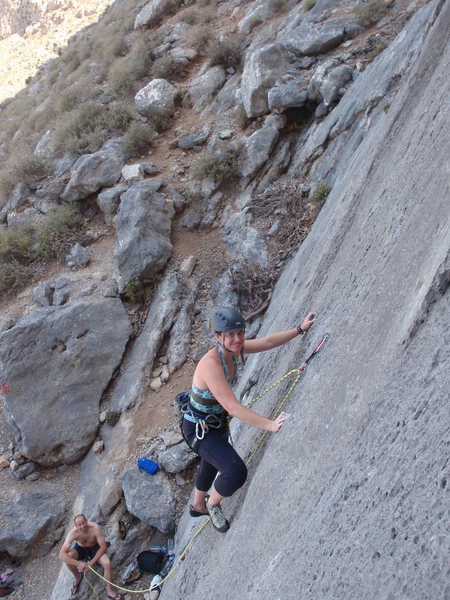 Rock Climbing in Lower Right Slab, Kalymnos