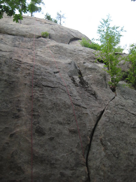 Not the best picture... Half Moon Crack starts in the right angling ...