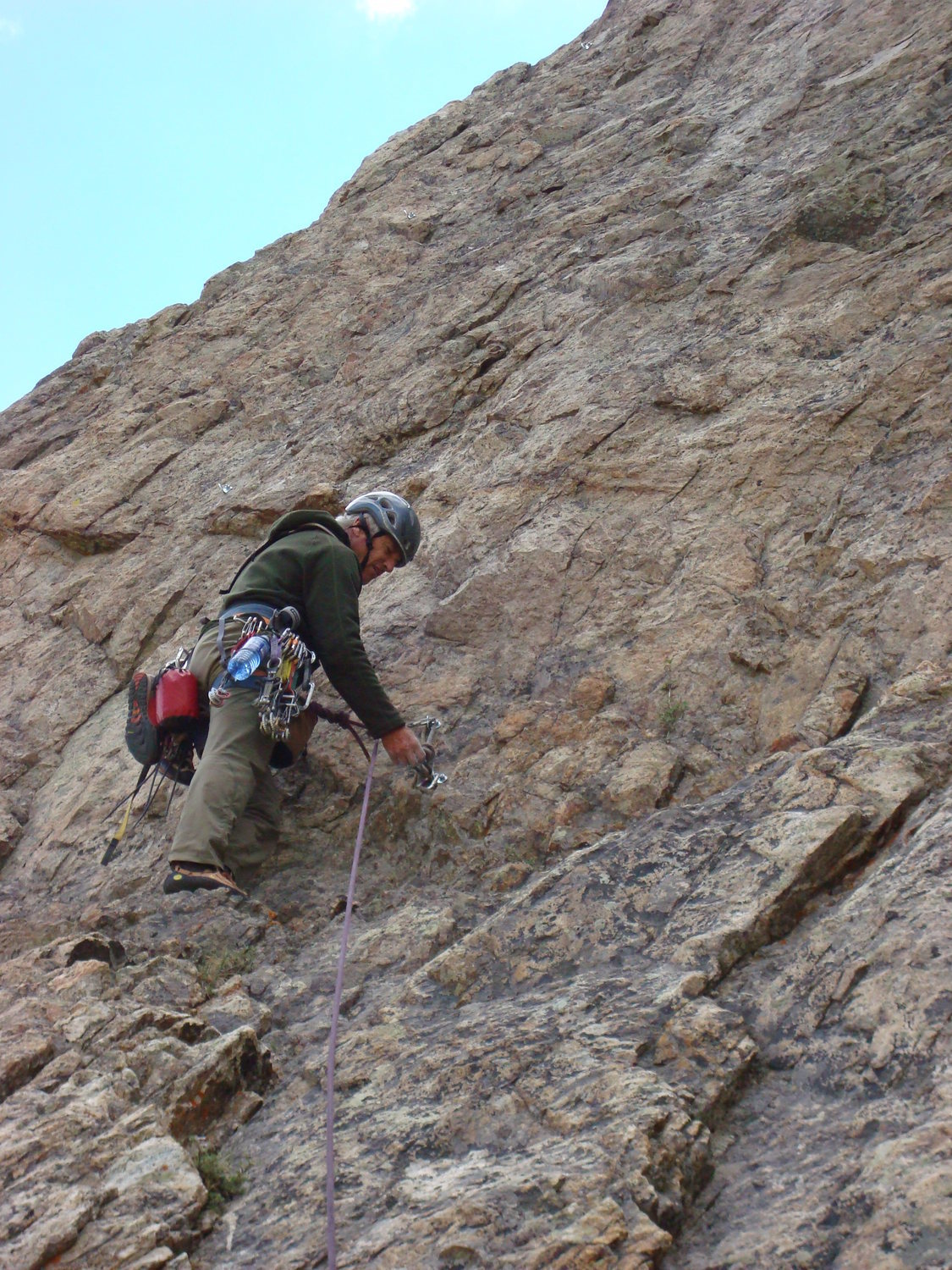 Climbing up on the route.