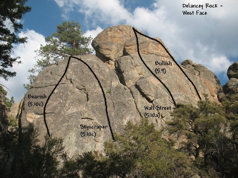 Photo/topo for Delancey Rock, Holcomb Valley Pinnacles