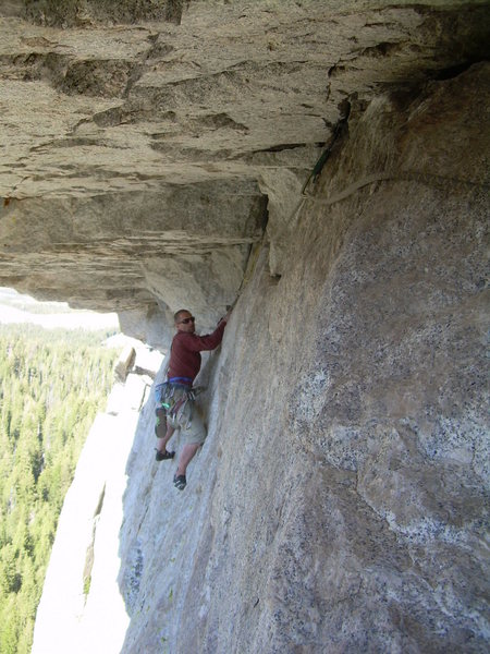 Wyatt following the second traverse pitch