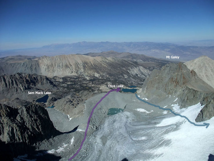 Palisade Glacier and my approach/descent routes