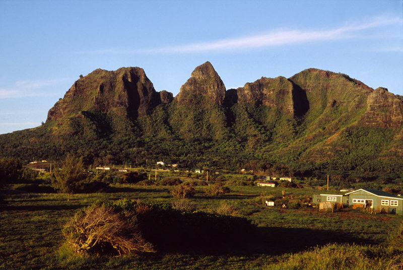 View of Kalalea Mountain (Kong) from Anahola. Its the peak in the ...
