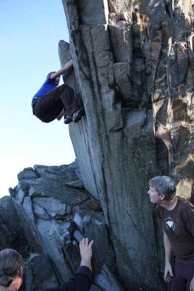 Climbing in Column Boulder, Grayson Highlands State Park