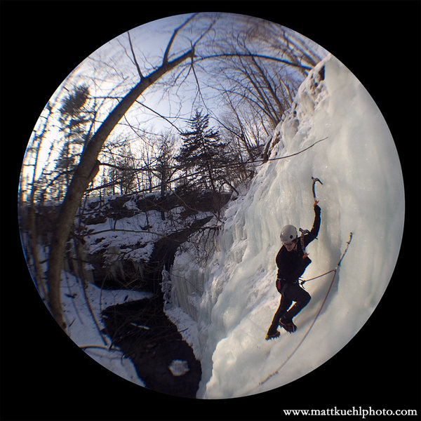 Climbing in Stephens Falls, Governor Dodge State Park
