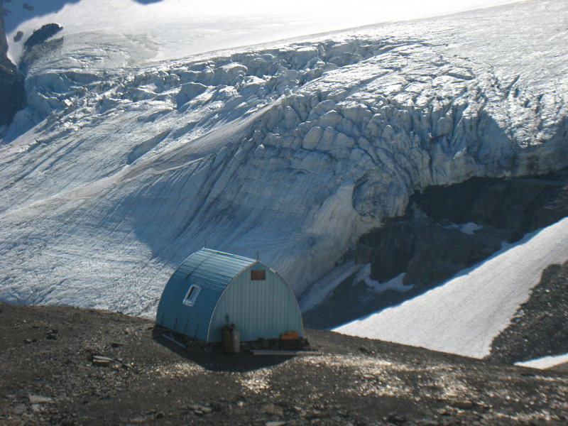The RC Hind hut at the base of the North Face of Mt. Assiniboine