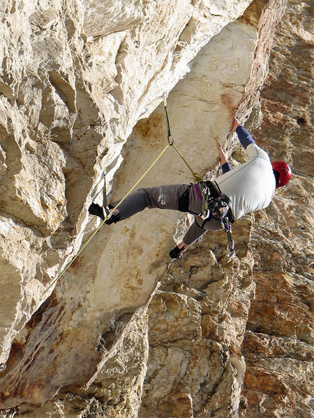 Rock Climb Flashing the Eave, Wasatch Range