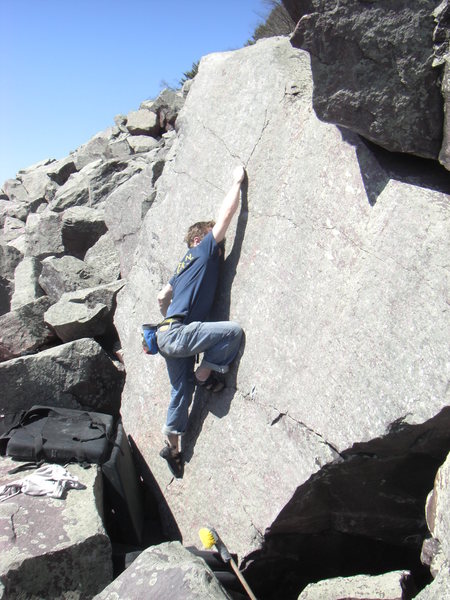 Bouldering in Solar Slab, Devil's Lake Bouldering