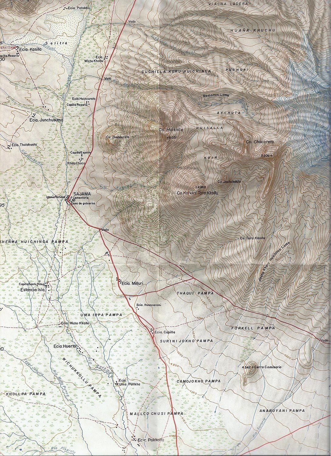 Sajama #03: Map name: Nevado Sajama. Primary contour intervals are at ...