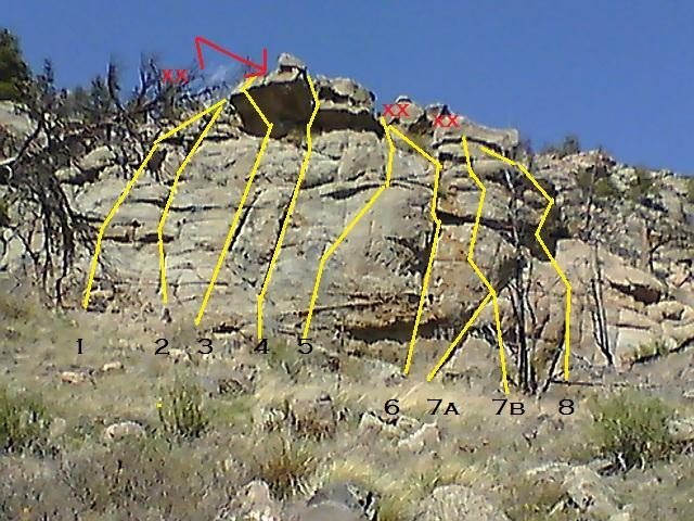 The 8 short routes of Basic Training Wall.