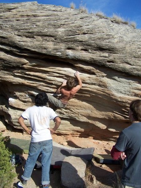 Climbing in Acronym Boulder, Palo Duro Canyon State Park