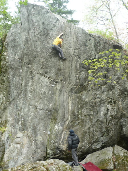 Chris Deulen being watched by Bill Morse near the top of Black Jack Crack.