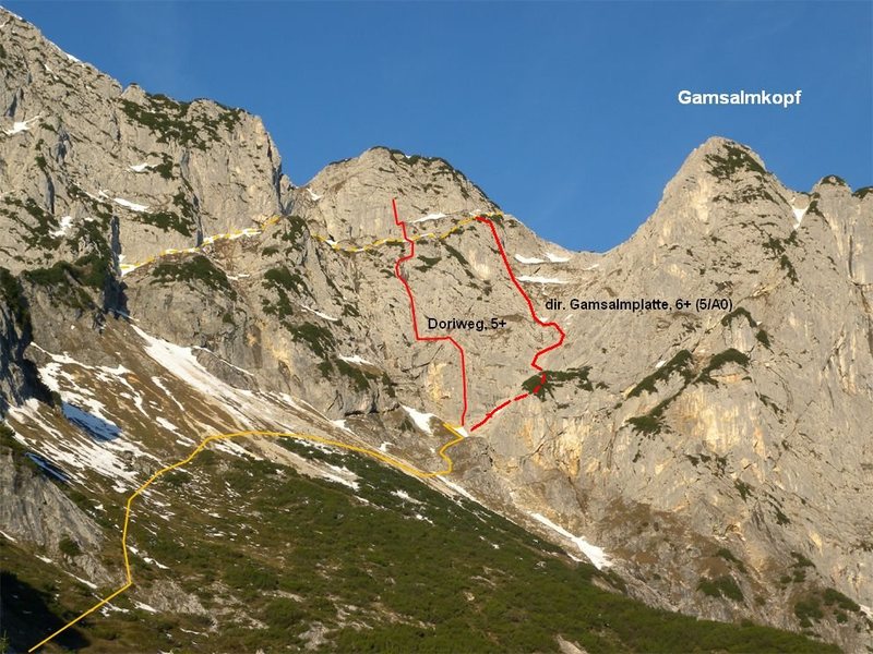 The approach and descent (in yellow) as well as general run of the two ...