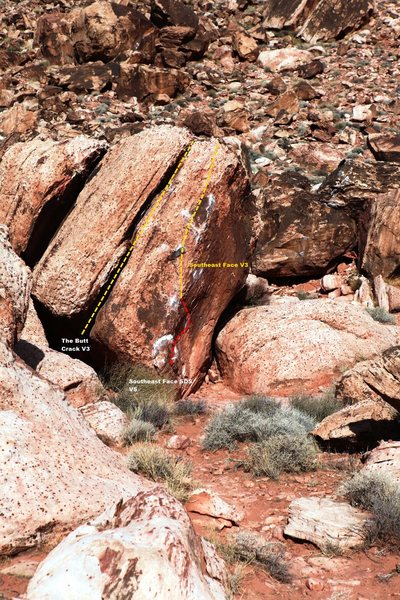 Climbing in The Butt Crack Boulder, Red Rocks