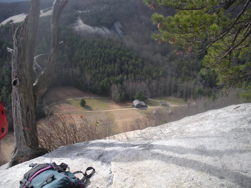 View from the top of pitch 3 (the tree ledge) on the Great Arch.