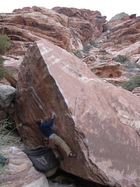 Climbing in Jack of all Trades Boulder, Red Rocks