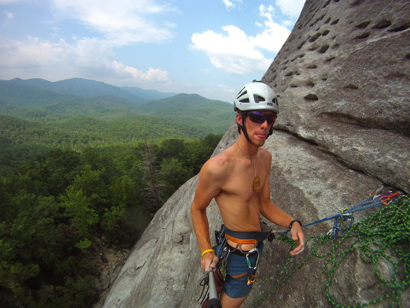 Go-pro-on-a-stick on Looking Glass Rock, North Carolina. Second most ...