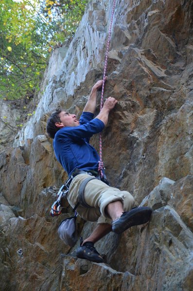 Climbing in Orange Sunshine Wall, Birdsboro Quarry