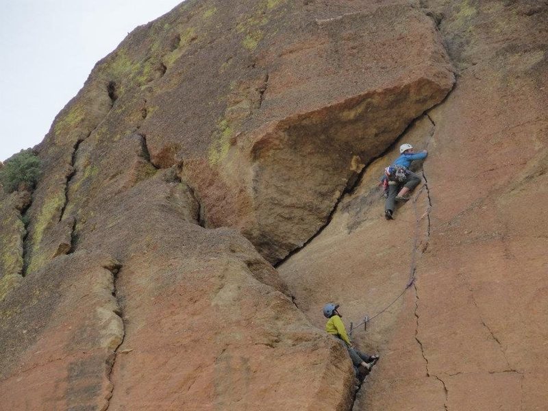Heading into the improbable roof. photo by Andy Prahl.