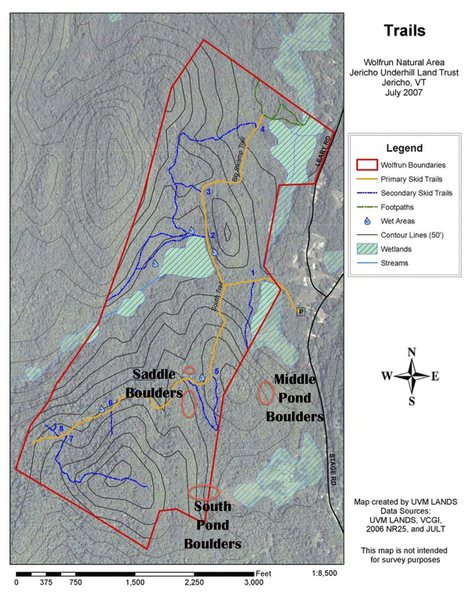A topo showing the general areas of boulders
