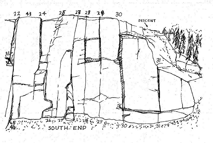 Sam Streibert's drawing of the Main Cliff - right side