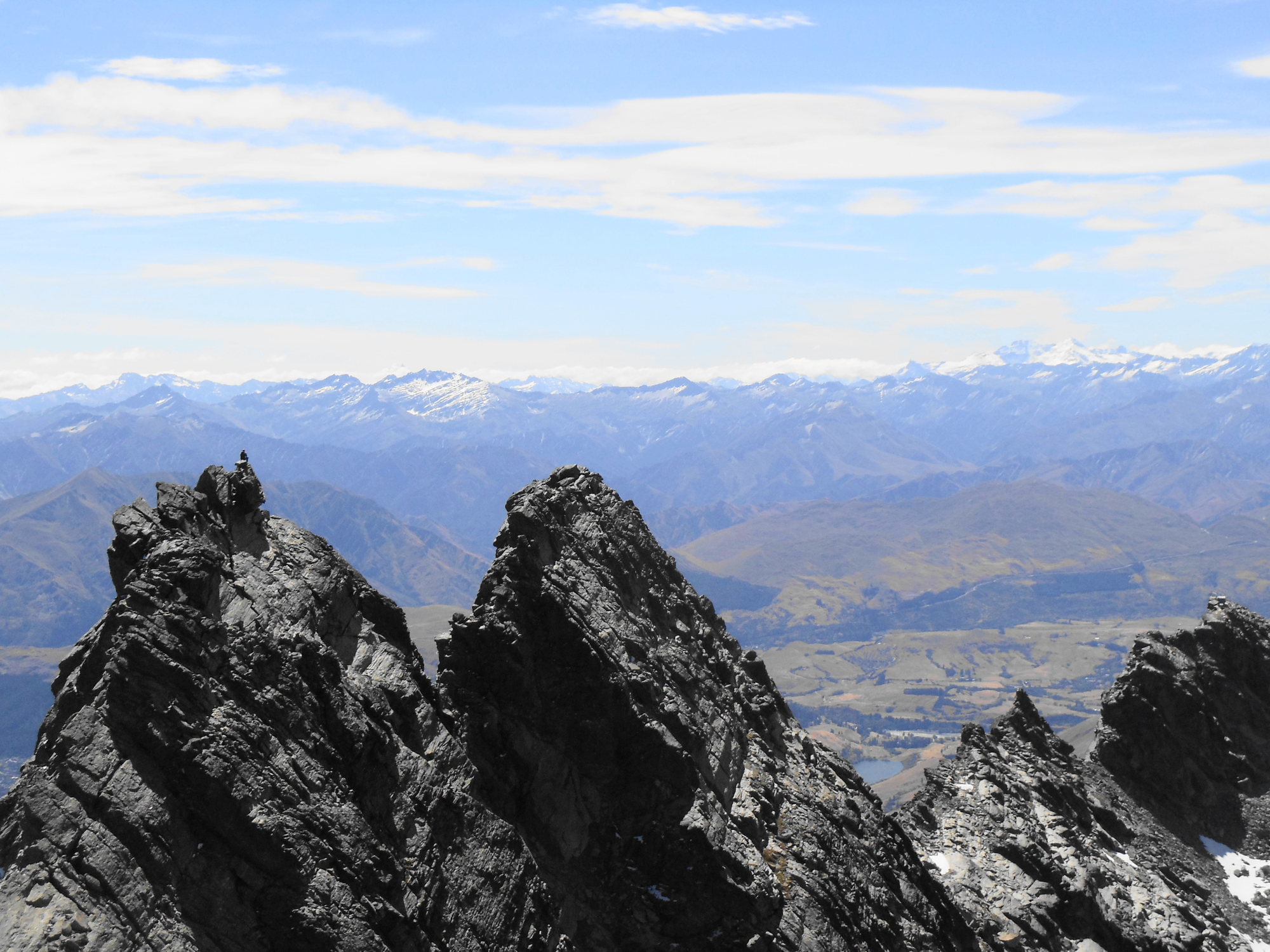 Climbers on the Double Cone, as seen from Single Cone, Remarkables