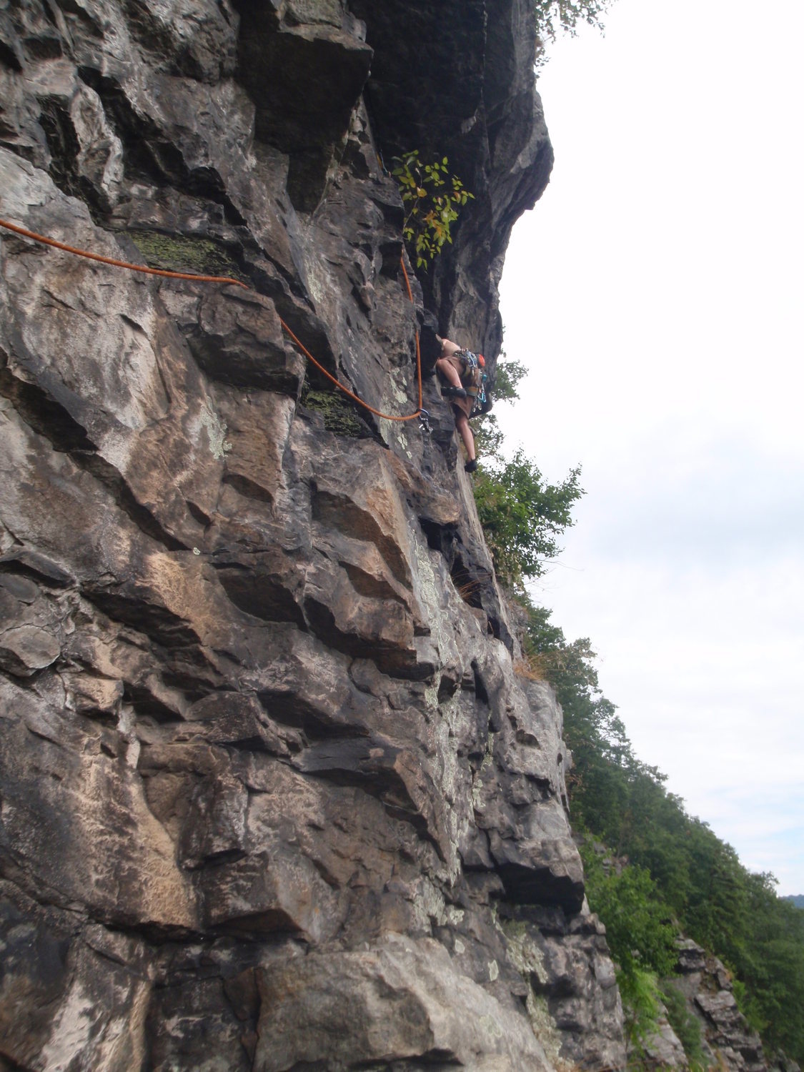 Ryan on the crux traverse pitch of High Falls.