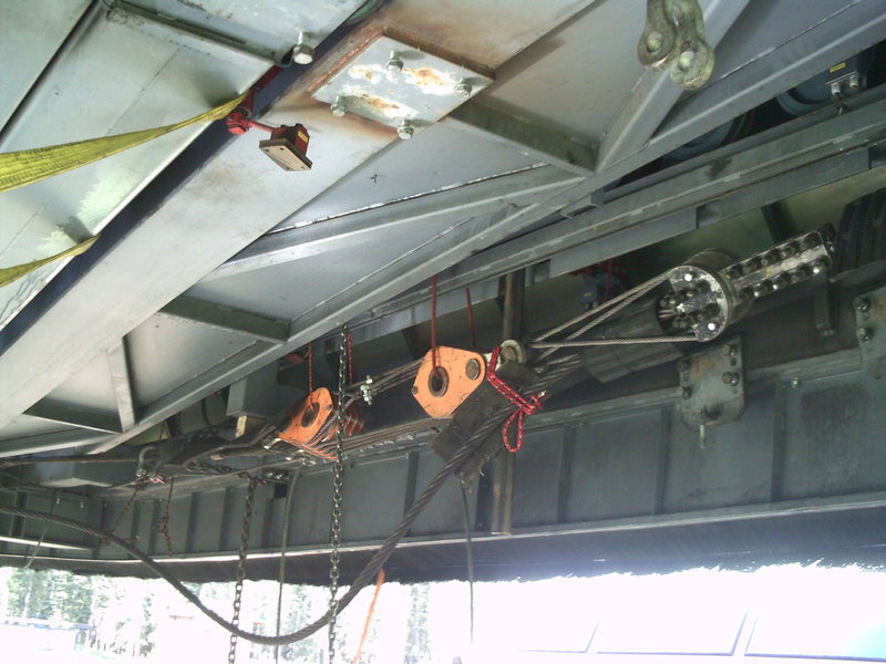 Ten part pully system reduced this rig to about 1700 lbs., to pull a ...