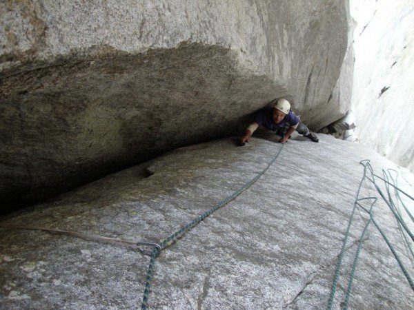 Pitch8 - can be the crux of the route? Zander just unclipped new bolt
