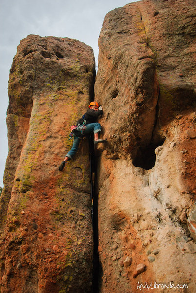 Deep into this dirty, off-width climb. 11/24/2012.