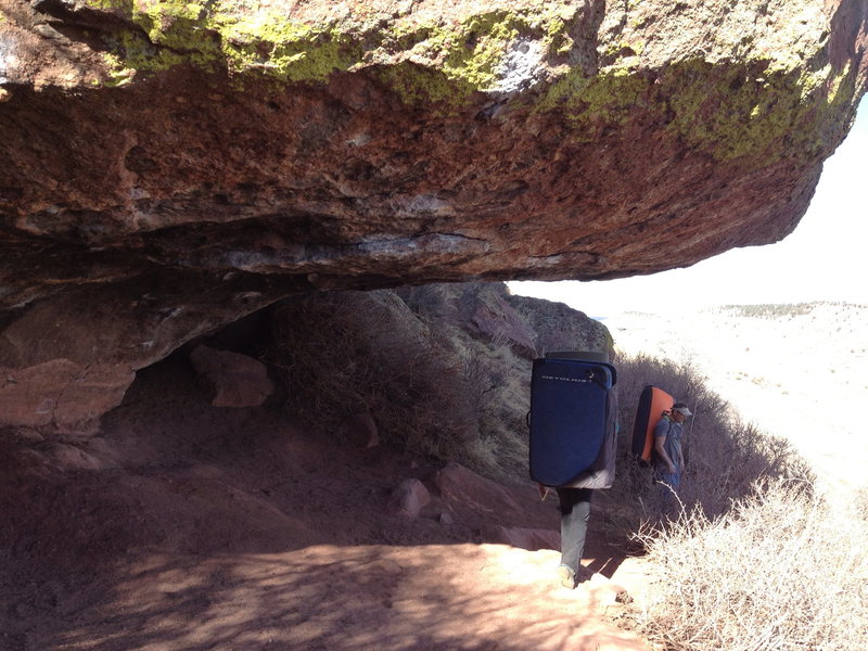 Climbing in The Cave Boulder aka Deer Carcass Boulder, Morrison ...