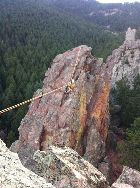 Rock Climb Tyrolean Traverse, Flatirons