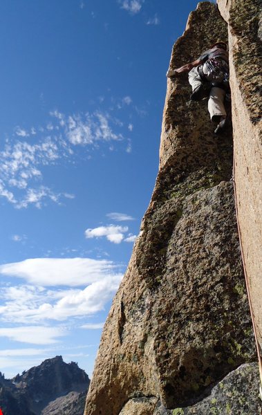 Spectacular climbing just below the 'Becky Bolts'.