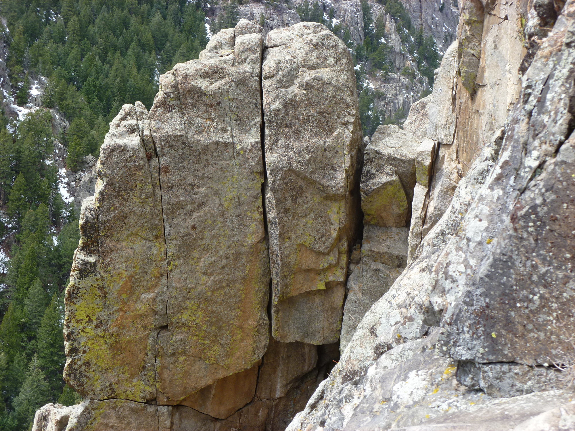 The big crack in the photo's center.