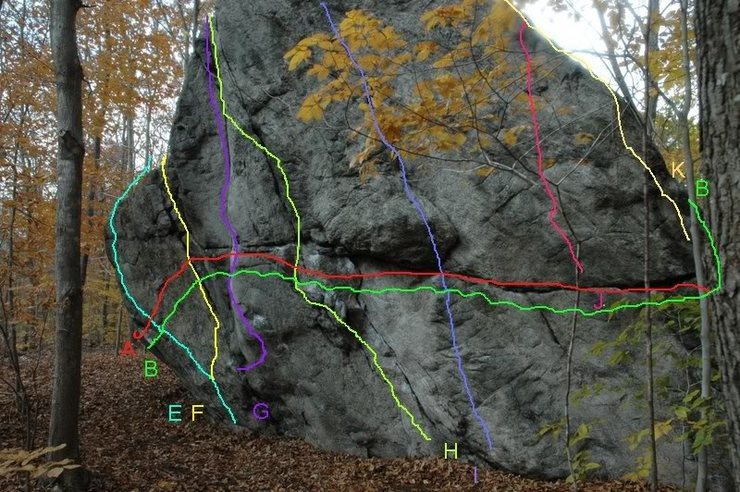 Climbing in King (aka Haley) Boulder, CT Bouldering