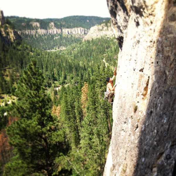Rock Climbing in Indecent Exposure, Spearfish Canyon