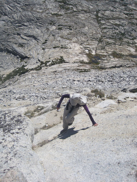 Sara Susca on slabs, mid section of the route.